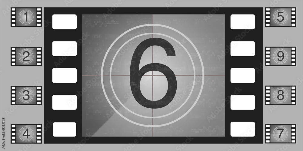 Movie countdown numbers vector set. The countdown to the start of the ...