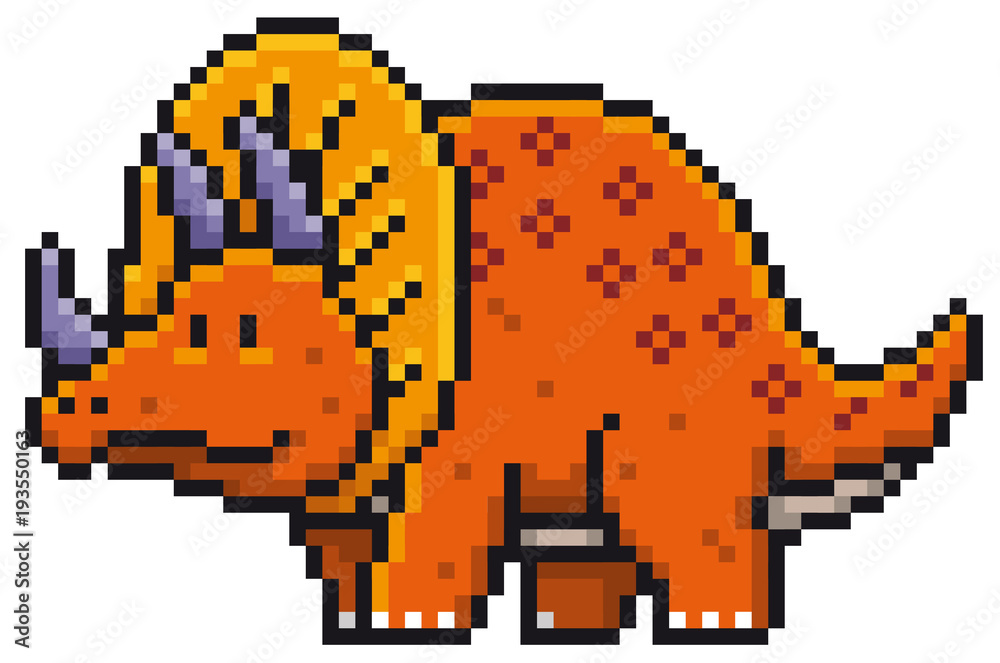 Vector illustration of Cartoon Dinosaur - Pixel design Stock Vector ...