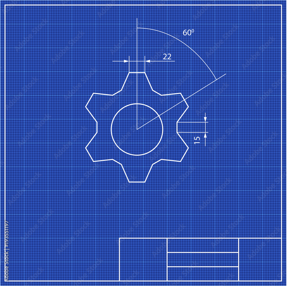 Blueprints. Mechanical engineering drawings of gear Stock Vector ...