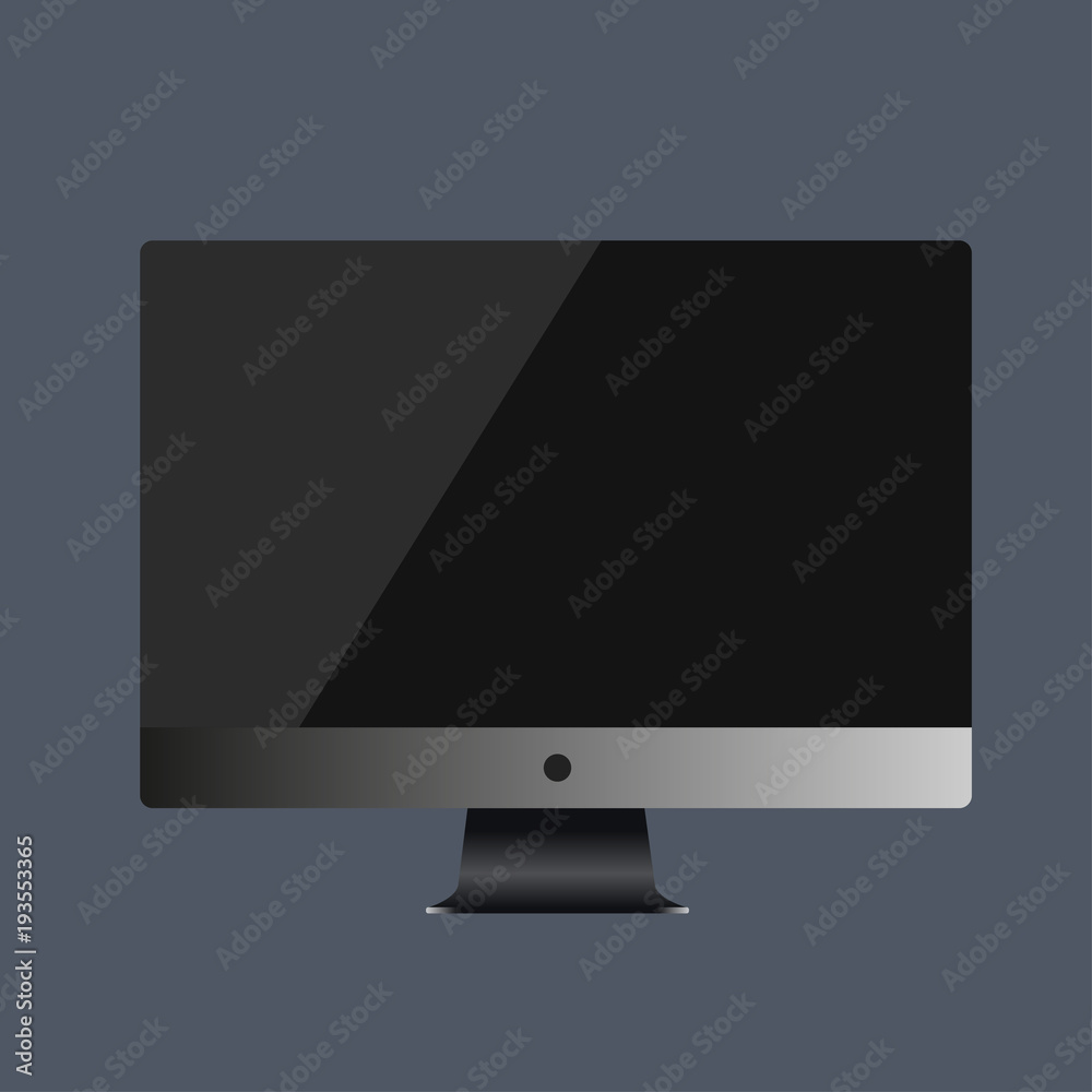 Modern computer realistic monitor mockup Device with black Screen ...