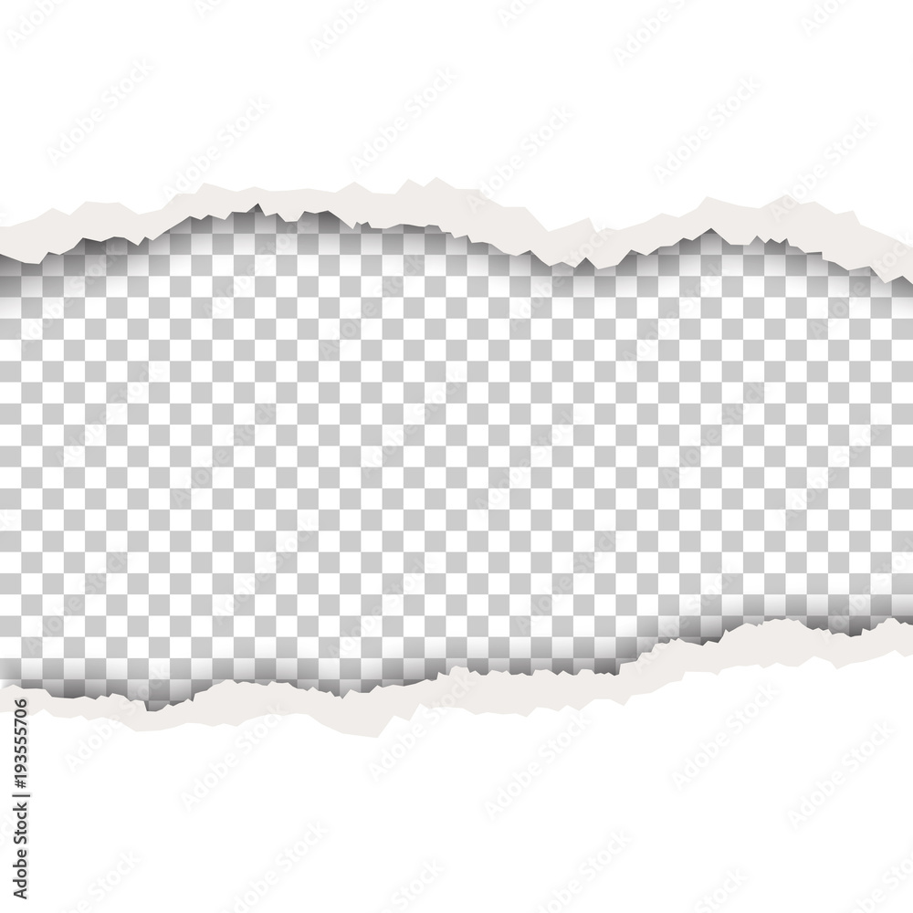 Torn hole in white sheet of paper. Transparent background of the ...