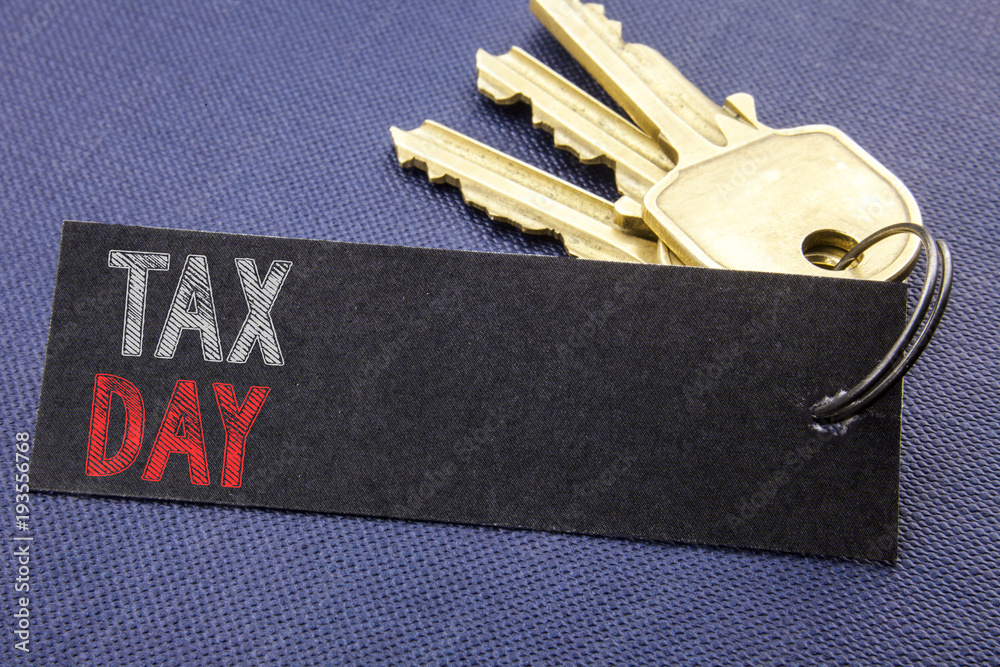 Handwritten text showing Tax Day. Business concept writing for Income ...