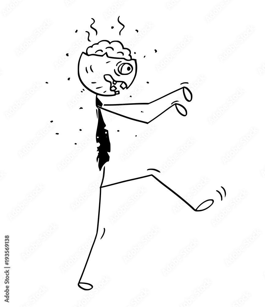 Cartoon stick man drawing conceptual illustration of funny Halloween ...