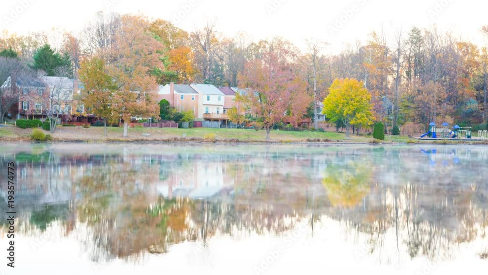 Timelapse, time lapse of sunrise on Braddock lake in Burke, Virginia ...