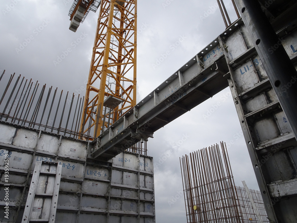 Precast aluminium formwork used at the construction site as the ...