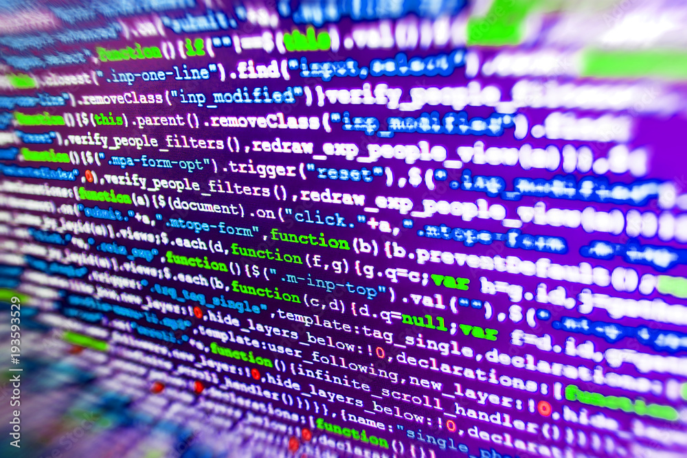 Javascript Code In Text Editor Abstract Technology Background Closeup Of Java Script Css And