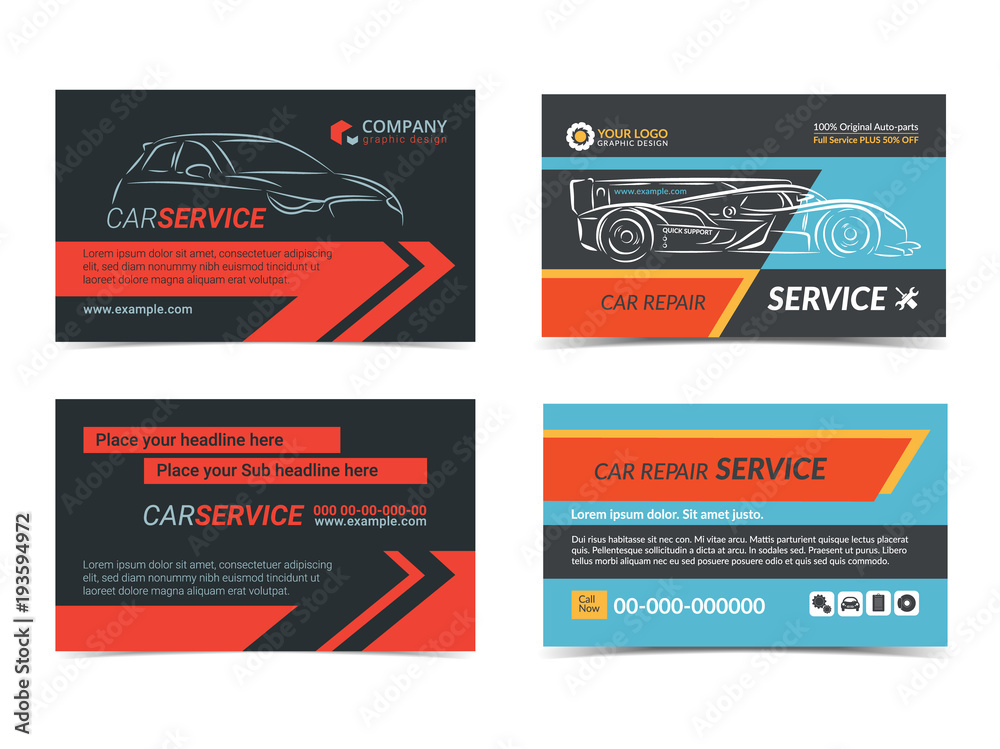 Set of Automotive repair Service business cards layout templates ...