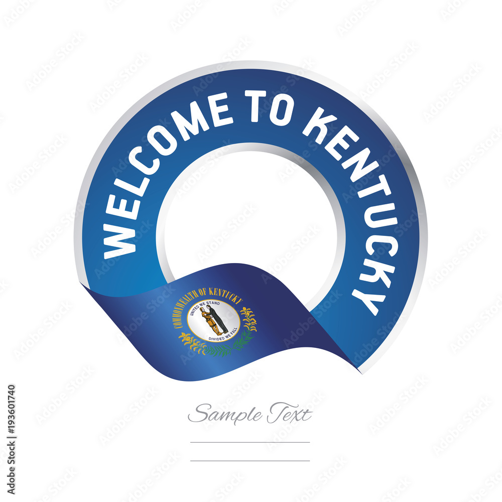 Welcome to Kentucky USA flag ribbon travel logo icon stamp Stock Vector ...
