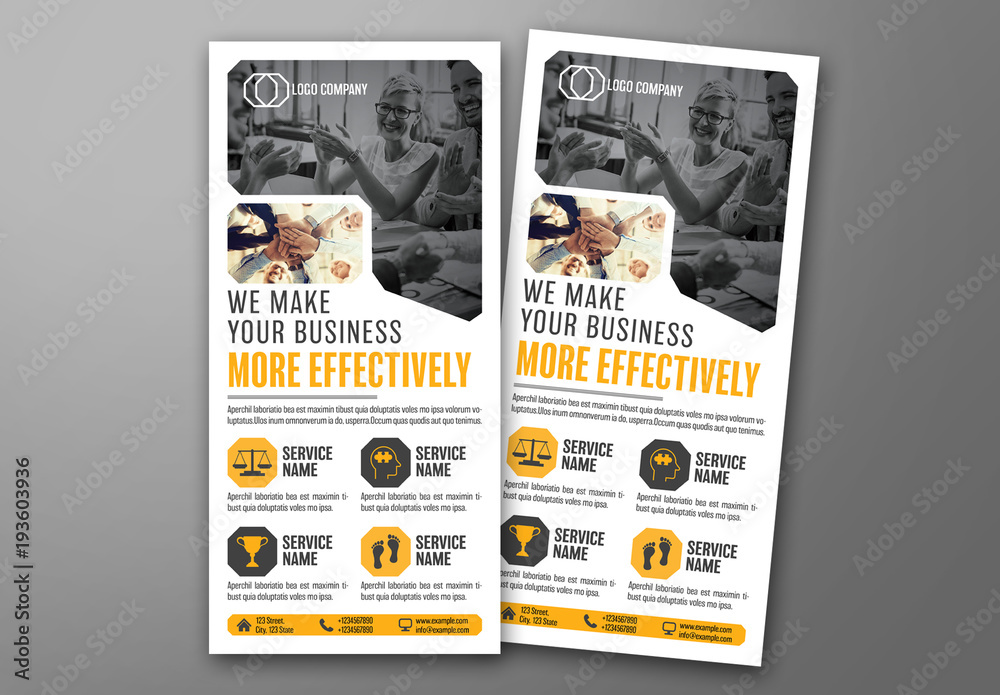 DL Flyer Layout with Yellow Accents 1 Stock Template | Adobe Stock