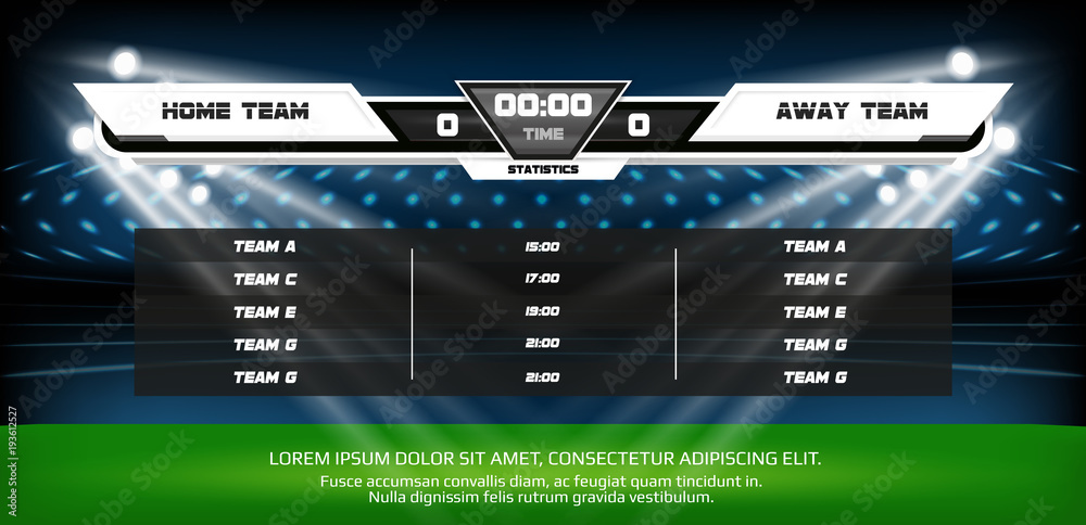 Football or soccer playing field with set of infographic elements ...