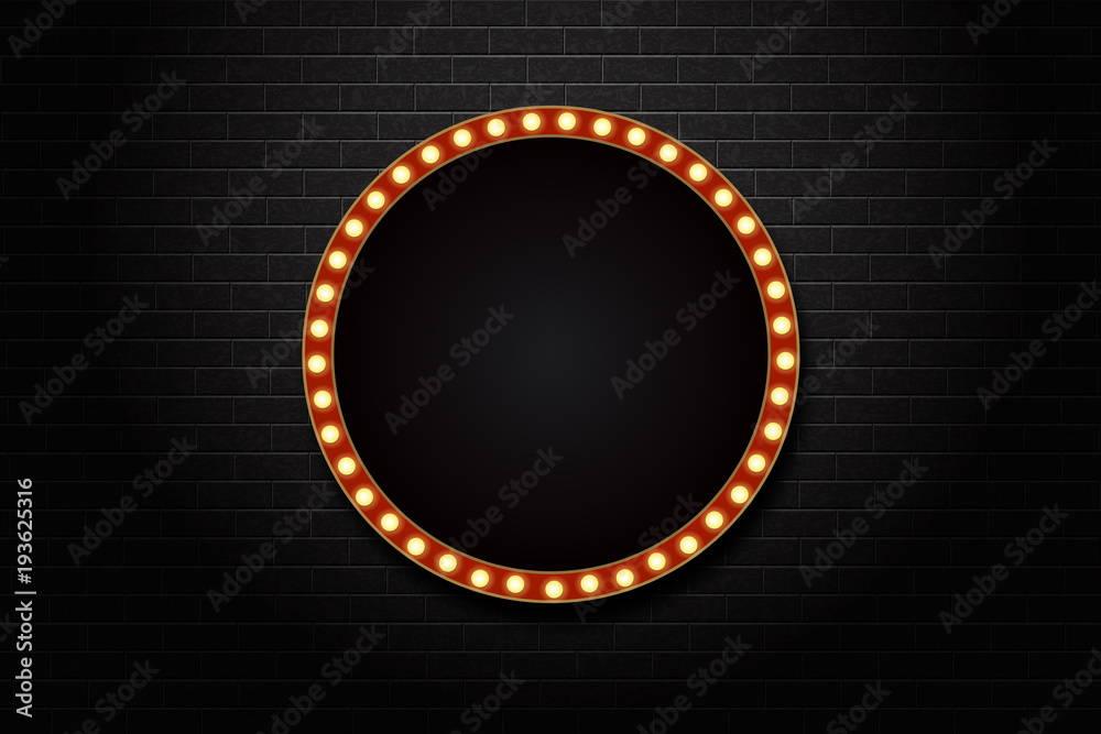 Vector realistic isolated retro circle neon billboard for decoration ...