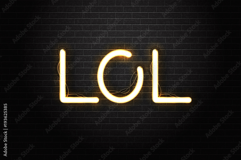 Vector realistic isolated neon sign of LOL lettering for decoration and ...