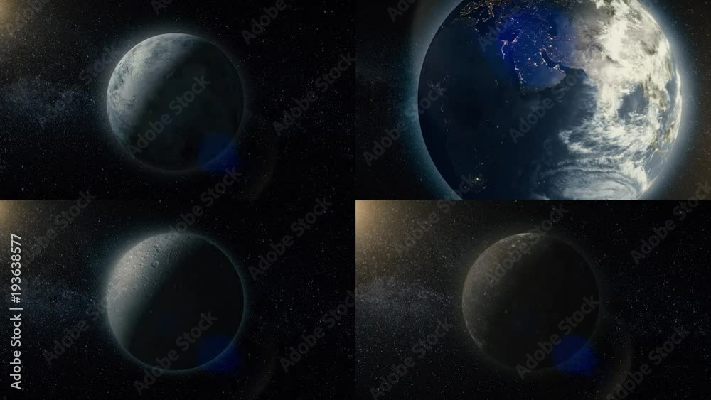Set of animation planets and satellites of solar system. Clip ...