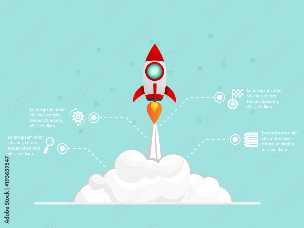 illustration of rocket startup launch infographic Stock Vector | Adobe ...