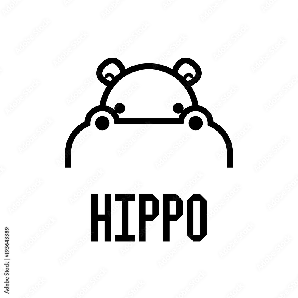 Hippo Head Logo design vector template. Hippopotamus animal Logotype ...
