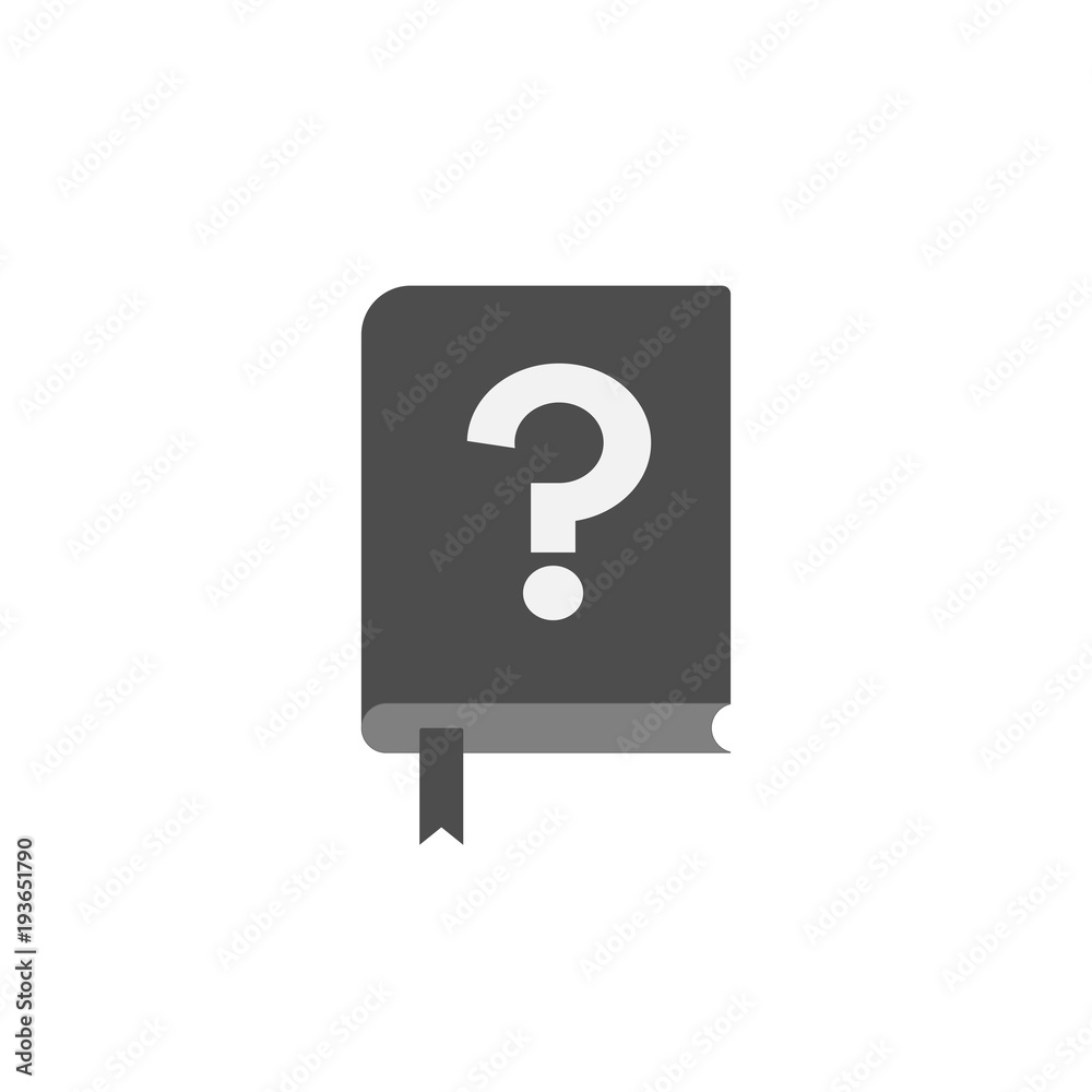 Closed book with bookmark and question mark on cover. Vector icon ...