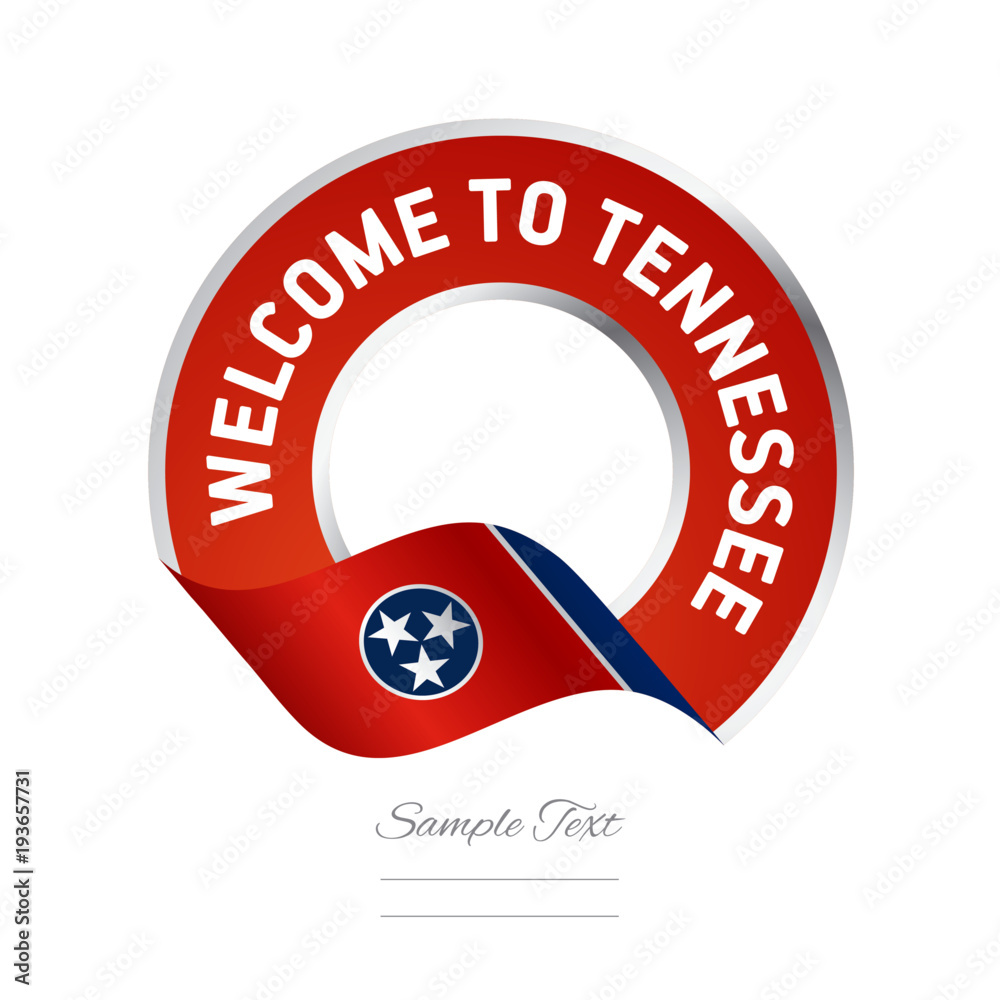 Welcome to Tennessee USA flag ribbon travel logo icon stamp Stock ...