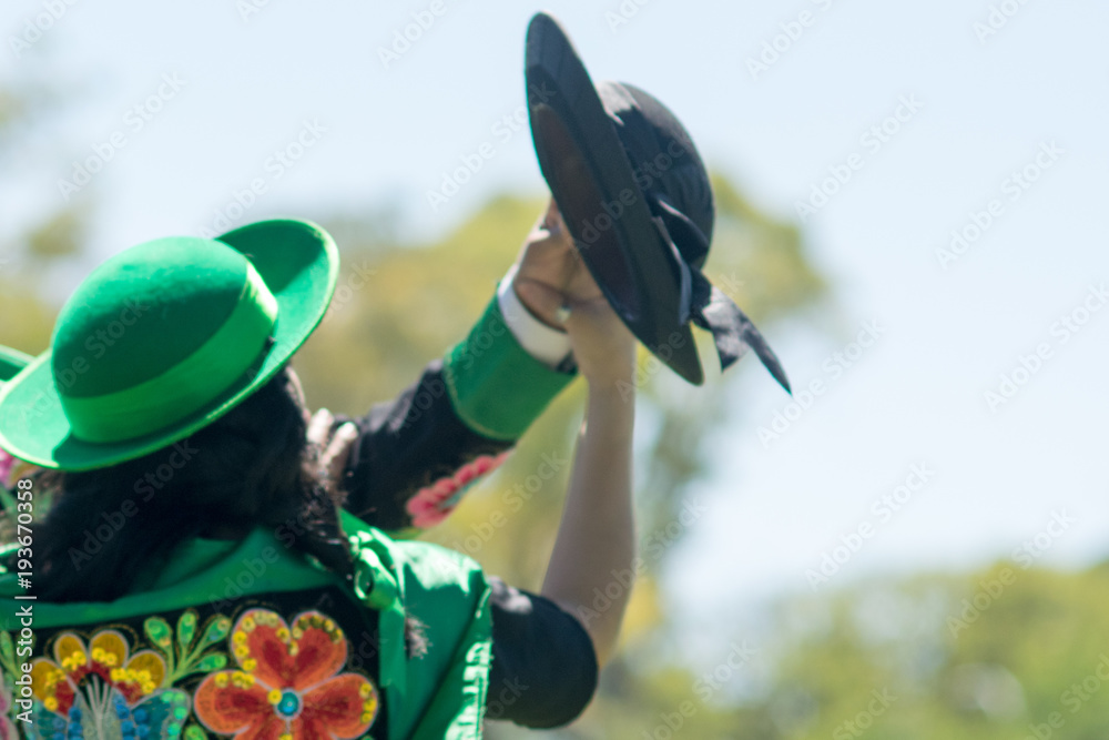 Peruvian couple dancing Huayno, a traditional musical genre typical of ...