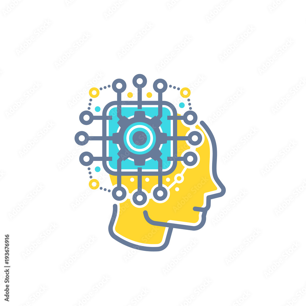 Machine learning, artificial neural network, AI vector illustration ...