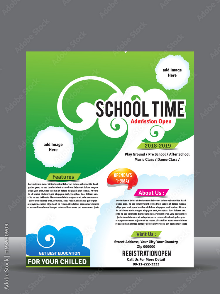 School or collage flyer or poster design template Stock Vector | Adobe ...