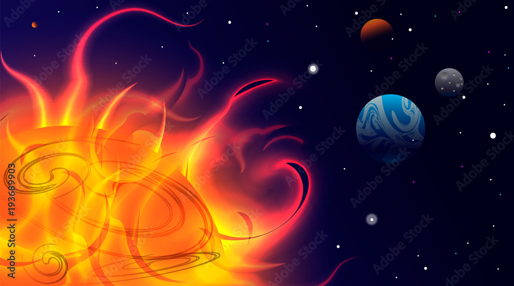 Planets in Space. Bright Sunlight in the Cosmos. Beautiful Planets on ...