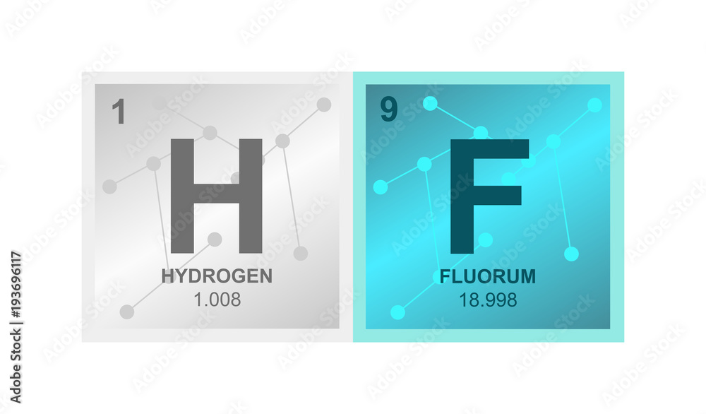 Vector symbol of hydrofluoric acid or hydrogen fluoride which consists ...