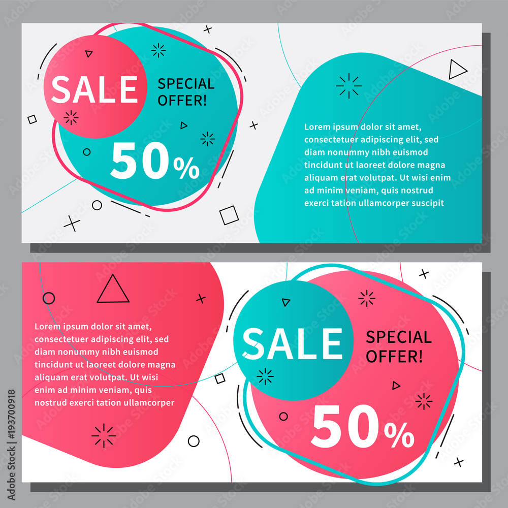 Flat linear promotion ribbon banners, price tags, stickers, badges ...