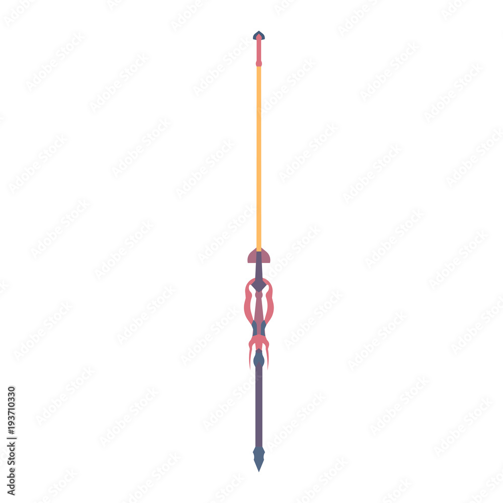 Staff weapon game vector magic fantasy ancient illustration. Isolated ...