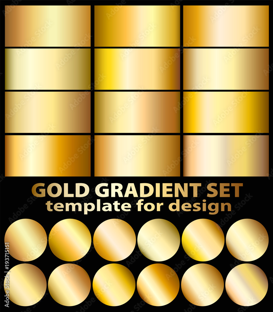 Gold foil texture background set. Realistic golden, copper vector ...