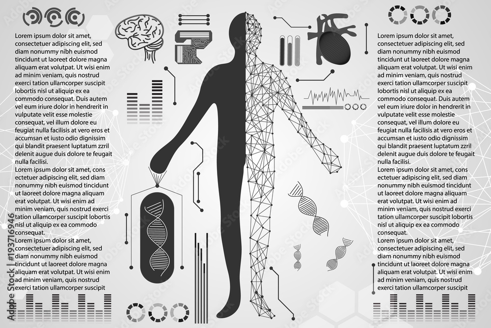 abstract technology science concept human body digital health care ...