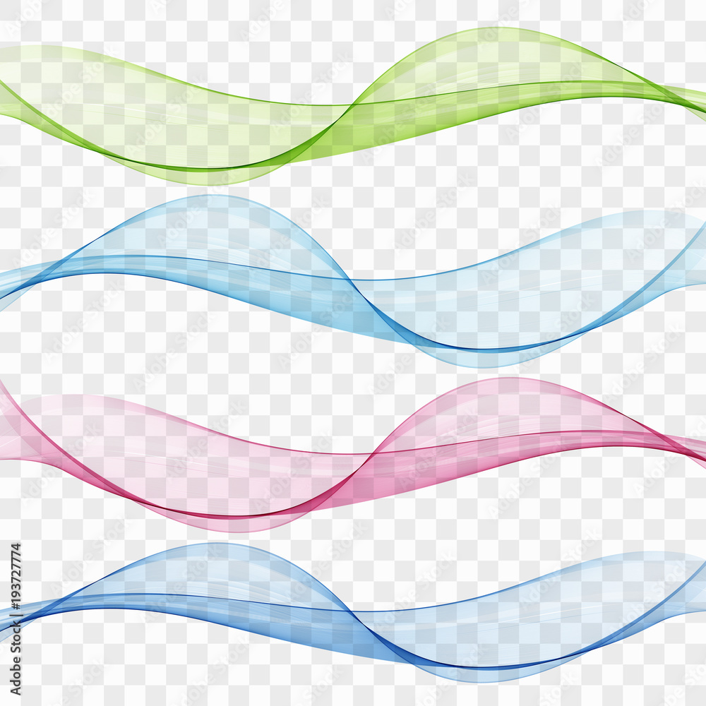 Abstract smooth color wave vector set on transparent background. Stock ...