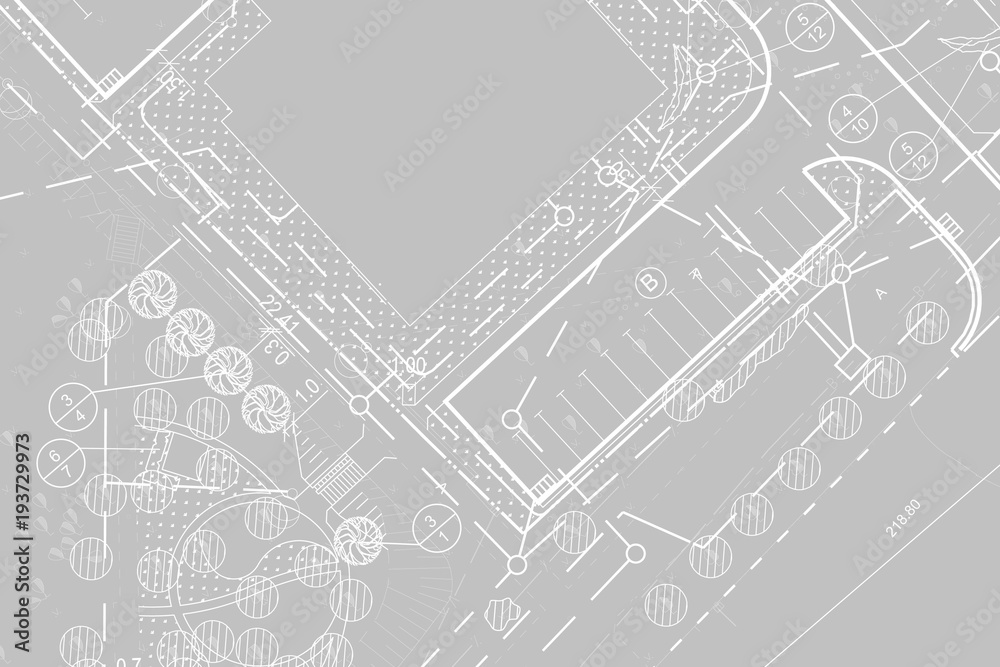 Background- landscape architectural drawing Stock Illustration | Adobe ...