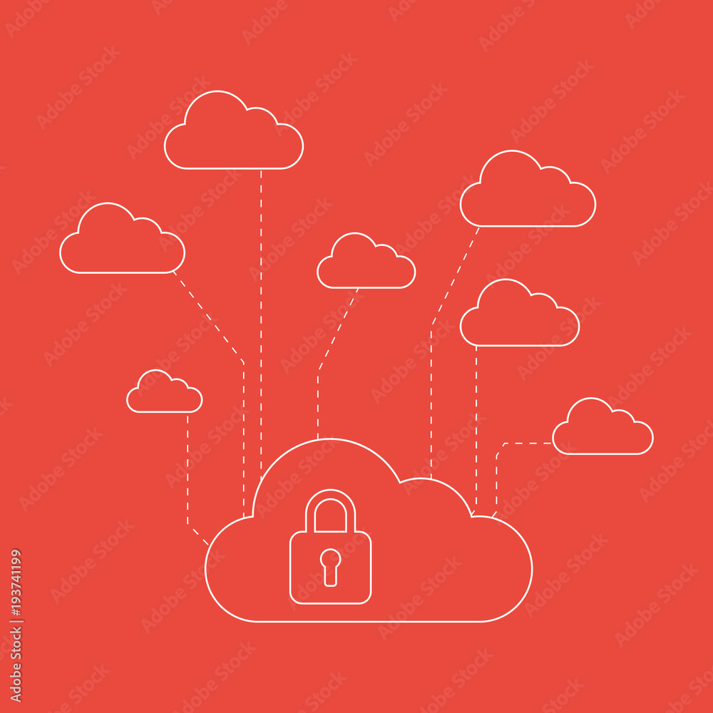Flat design abstract cloud network connection. Cyber technology concept ...