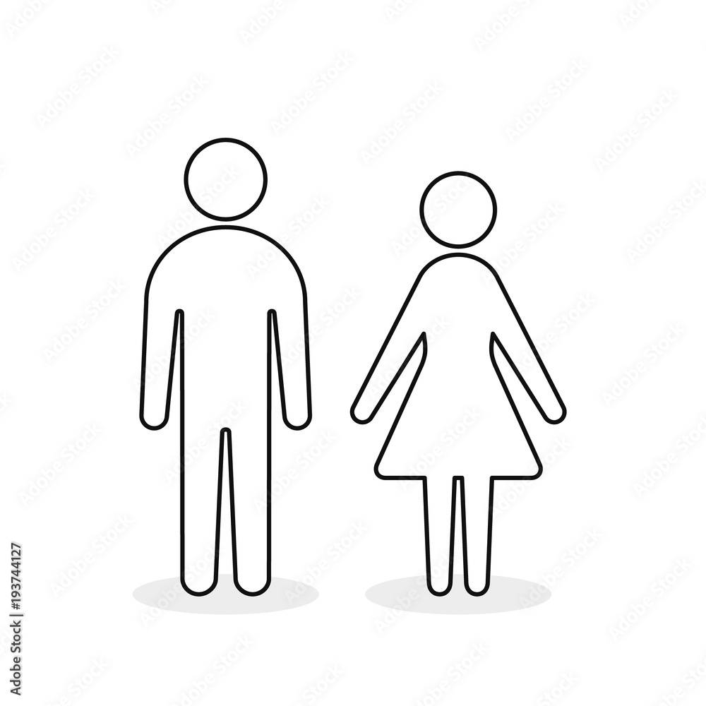 Man and Woman Line Icon flat vector illustration isolated sign. Male ...