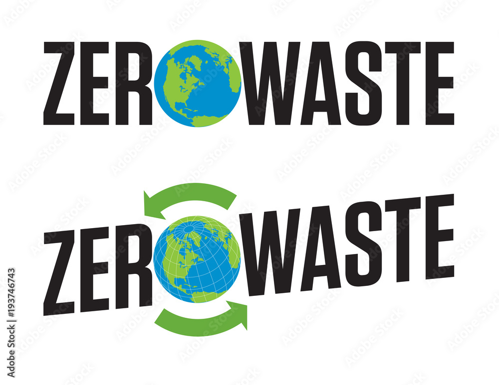 Zero Waste Badge or Emblem Vector Design. Set of two Zero Waste graphic ...