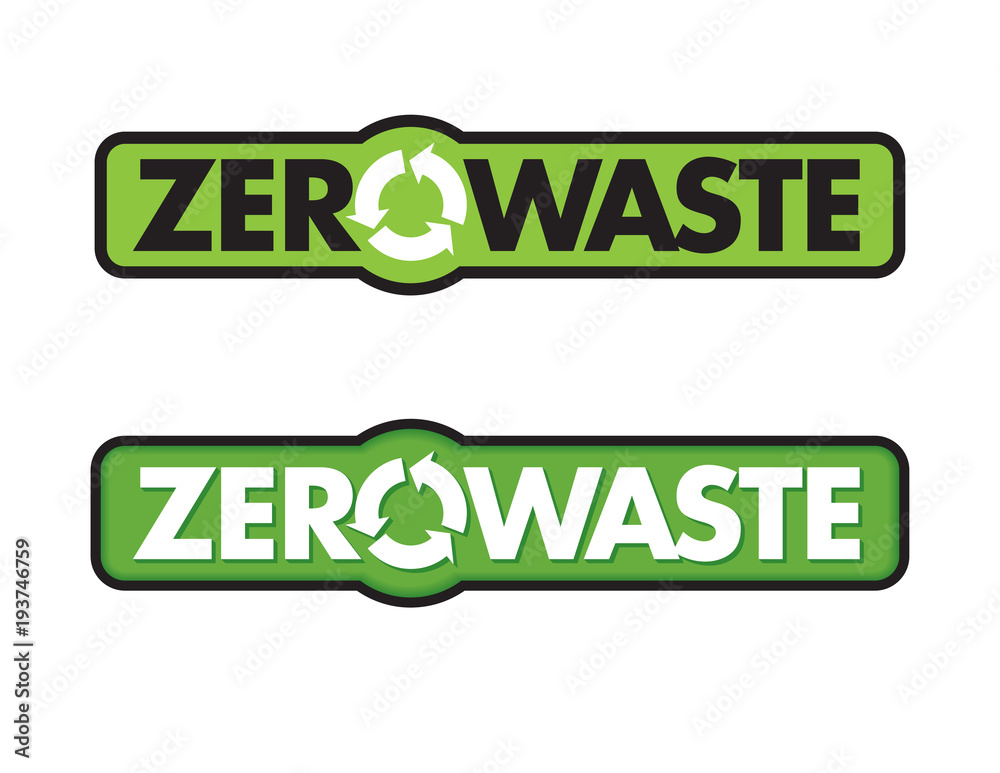 Zero Waste Badge or Emblem Vector Design. Set of two Zero Waste graphic ...