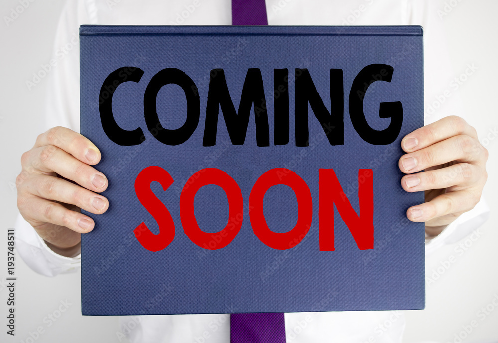 Writing text showing Coming Soon. Business concept for Under ...
