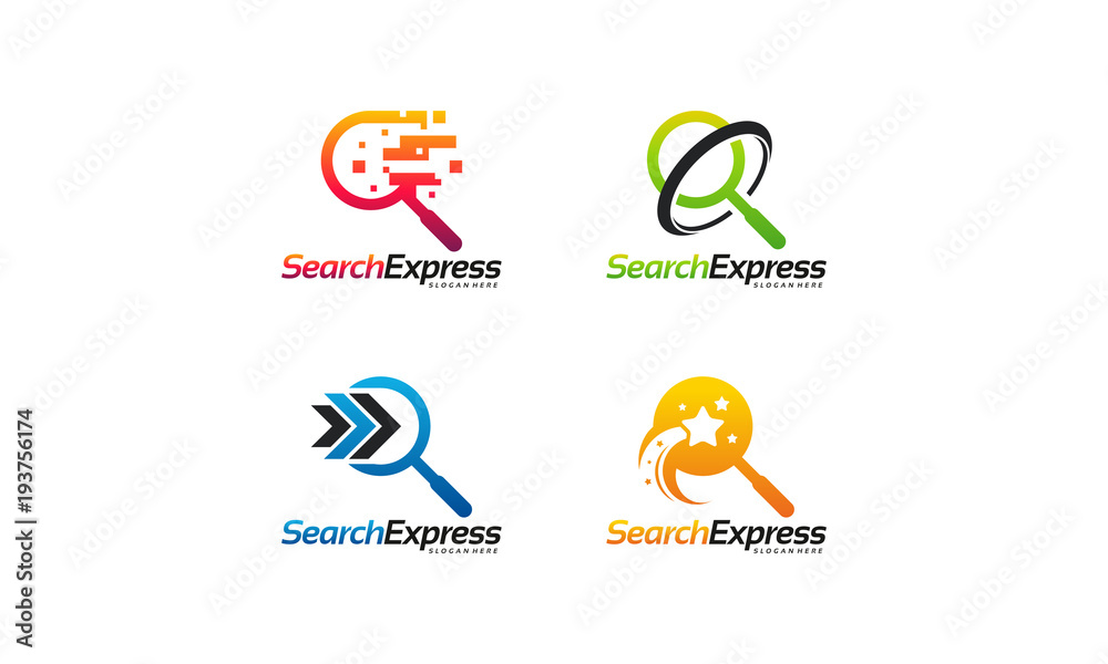 Set of Fast Find Logo designs concept vector, Search Express logo ...