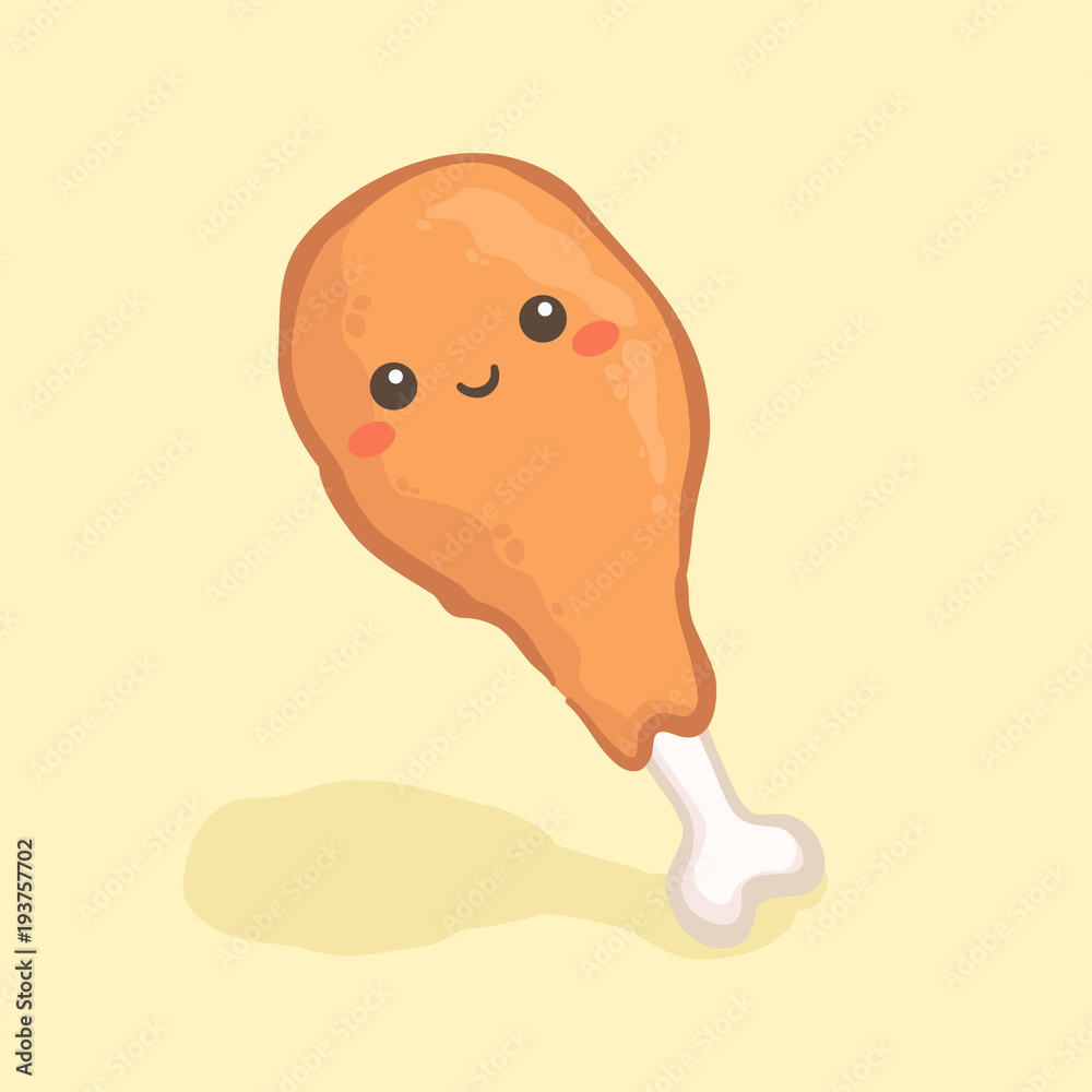 Cute Drumstick Fried Chicken Leg Vector Illustration Cartoon Character ... Cute Drumstick Fried Chicken Leg Vector Illustration Cartoon Character ...
