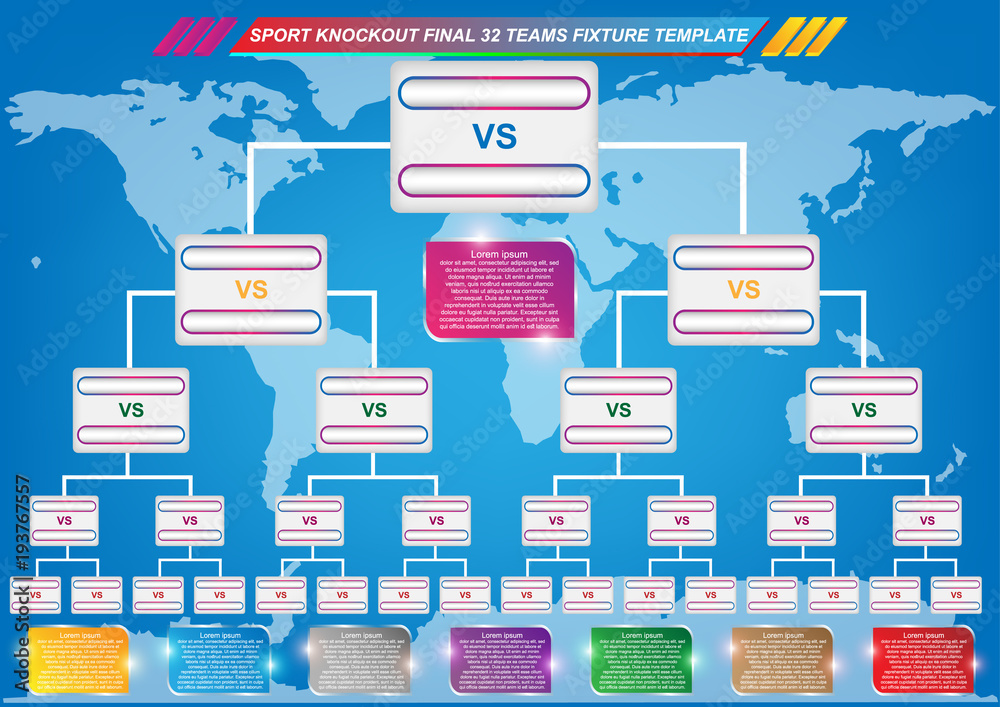 Sport fixture and result template for final round 32 teams knockout ...