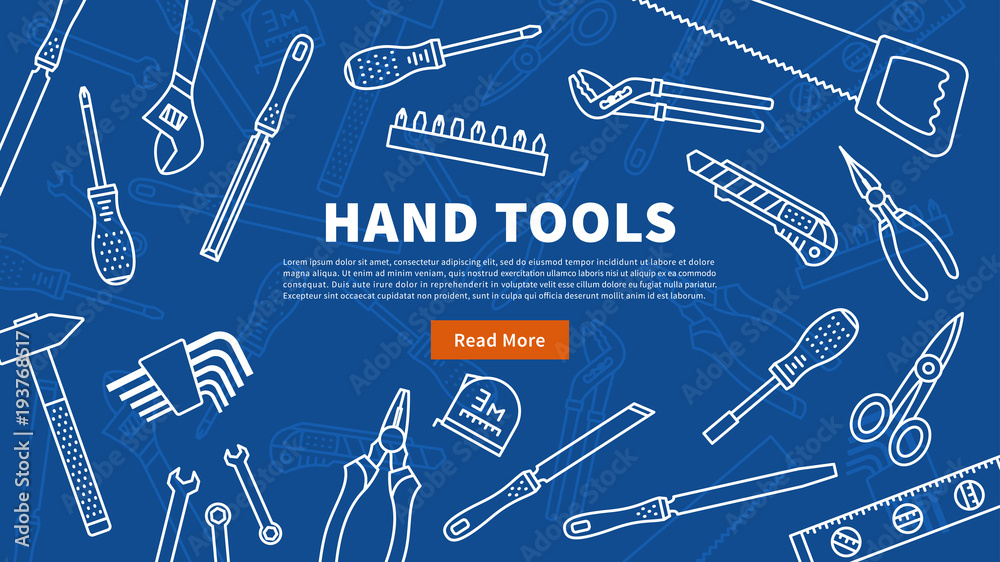 Hand tools vector illustration. Instruments for renovation and working ...