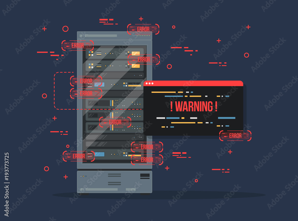 Data center and server room. Data storage and exchange service flat ...