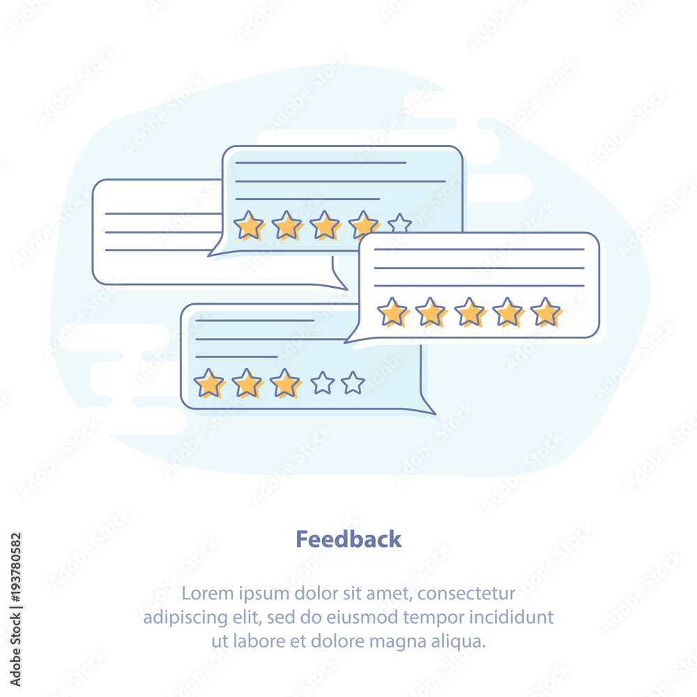 Flat line icon concept of Feedback, Comments, Ratings. Dialog bubbles ...