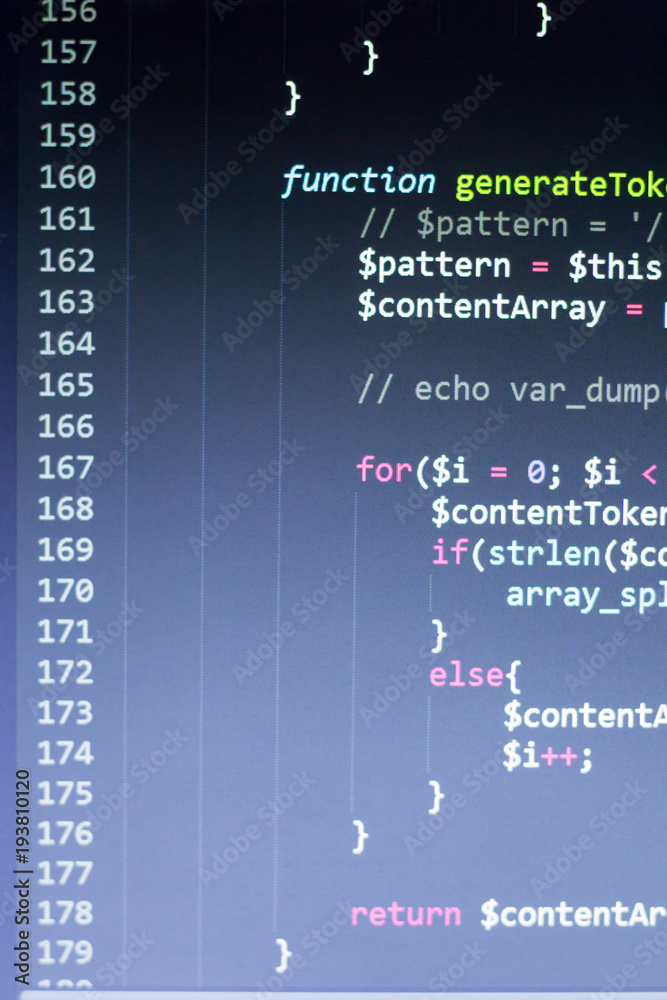 Php Back End Code Computer Programming Source Code Abstract Screen Of Web Developer Digital