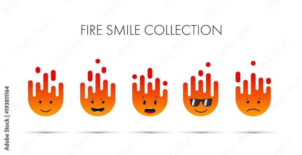 Set of fire emoticons, icon pack, emoji isolated on white background ...