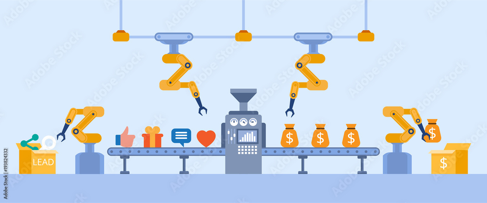 Lead generation concept. Marketing concept. Process of leads production ...