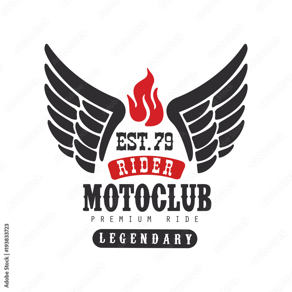 Rider motoclub logo, premium ride est 1979, design element for motor or ...
