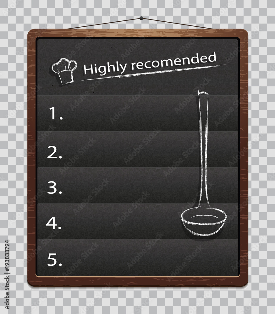 Black Menu Boards Isolated on Transparent Background. Charkboard for ...