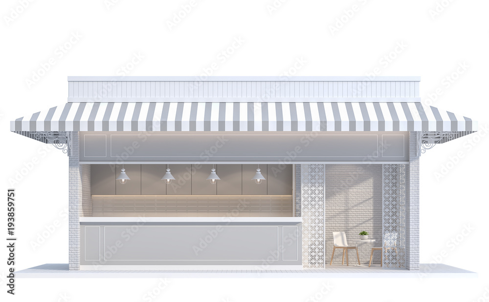 Vintage shop on white background 3d rendering image.Decorate with white ...
