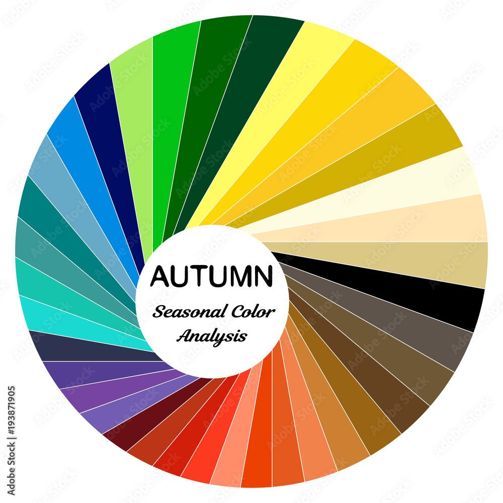 Stock vector color guide. Seasonal color analysis palette for autumn ...